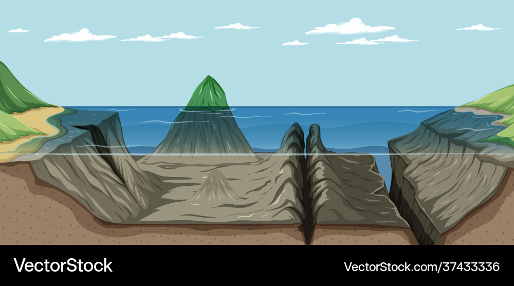 Mariana trench undersea landscape Royalty Free Vector Image