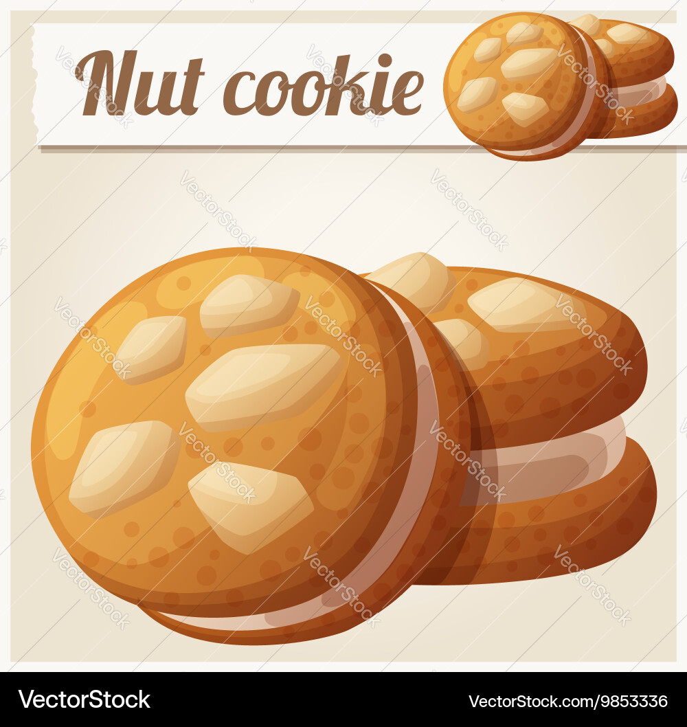 Nut cookie detailed icon Royalty Free Vector Image