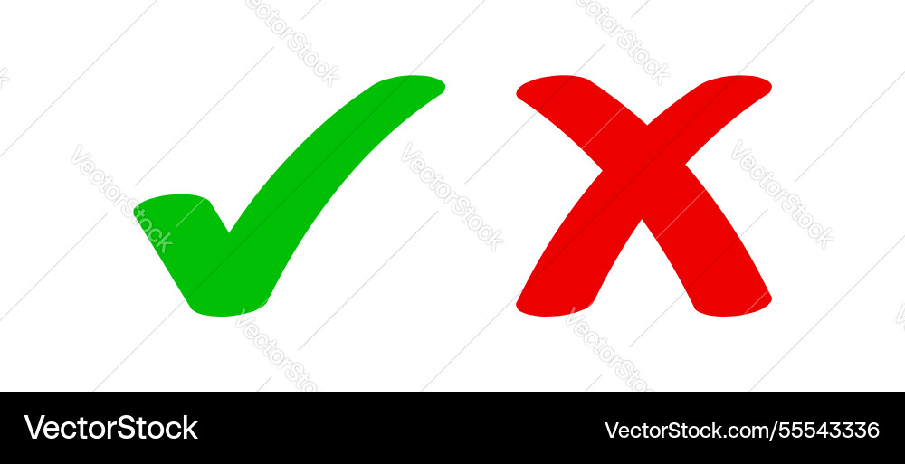 Prüfzeichen grün und rot Kreuz bestätigen oder leugnen