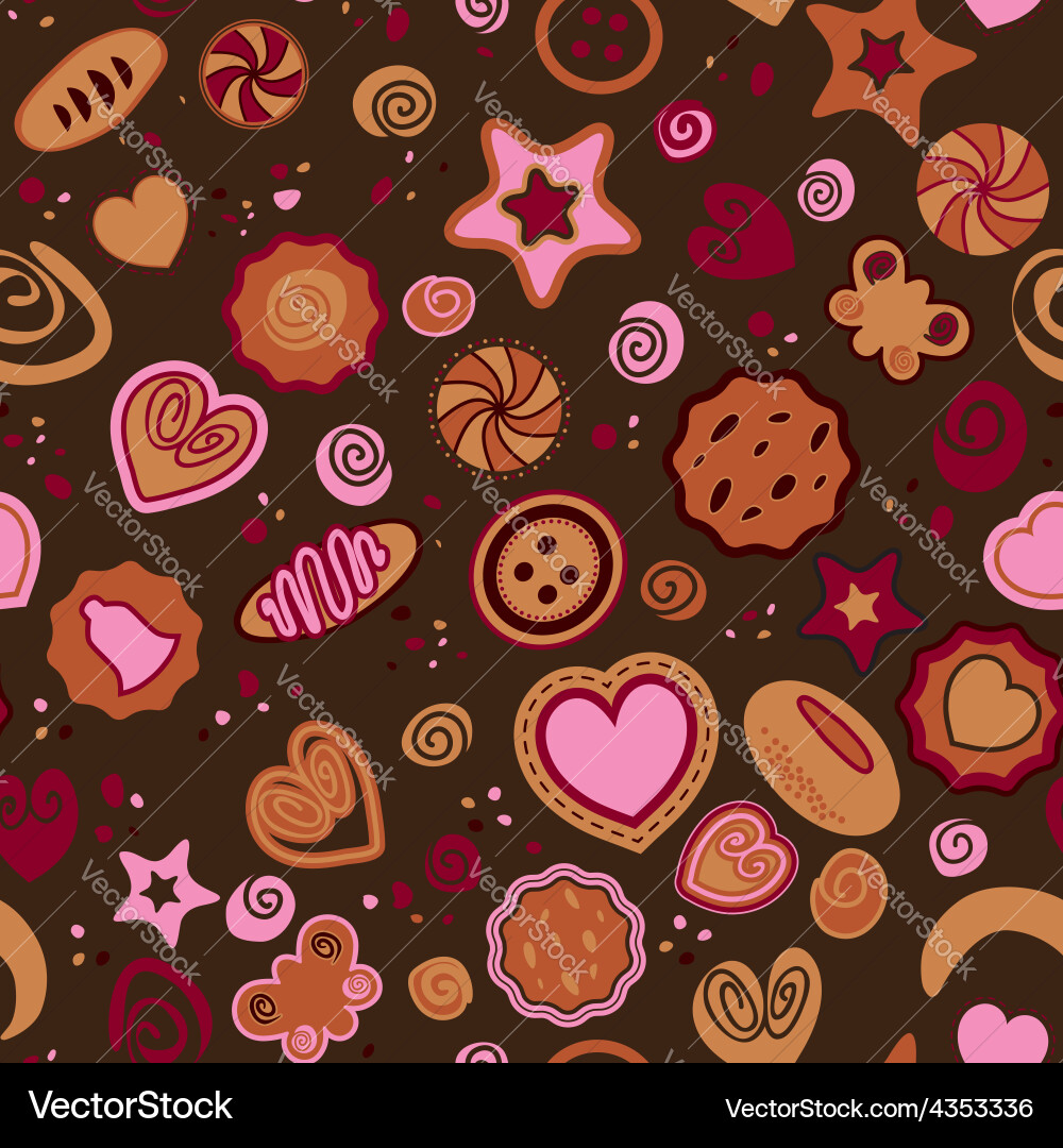 Seamless pattern with sweet pastries Royalty Free Vector
