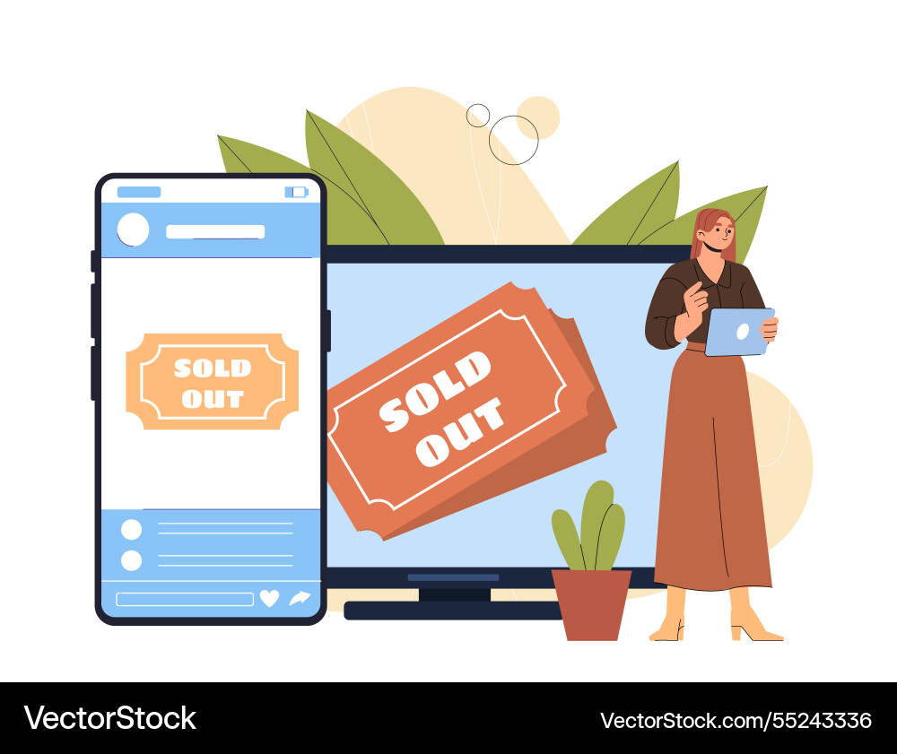 Sold out ticket concept Royalty Free Vector Image