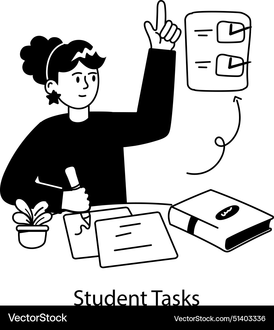Student tasks Royalty Free Vector Image - VectorStock