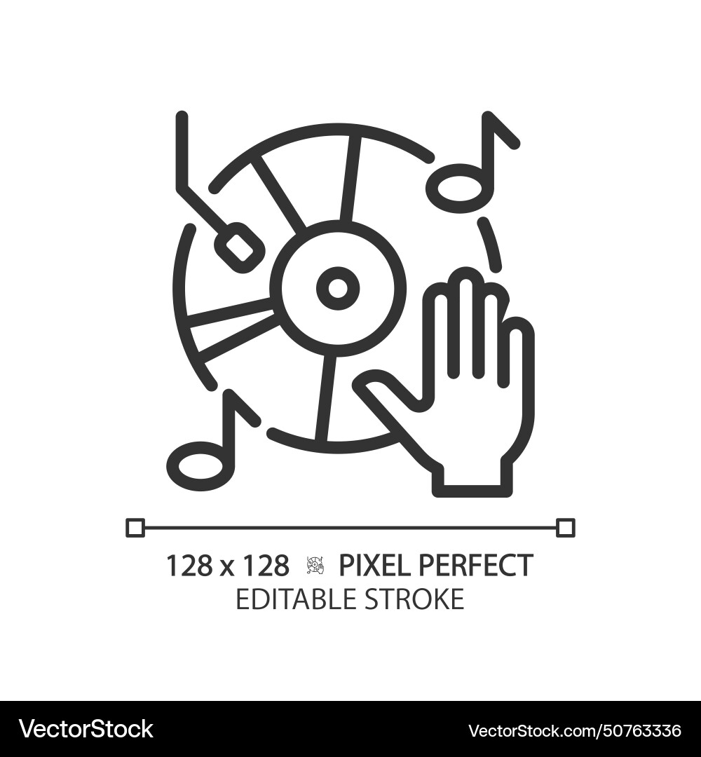 Vinyl music record pixel perfect linear icon Vector Image