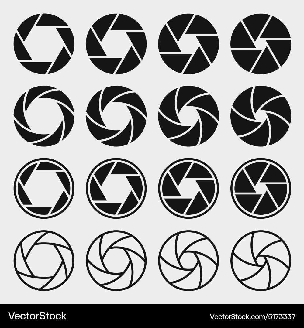 Camera shutter icons Royalty Free Vector Image