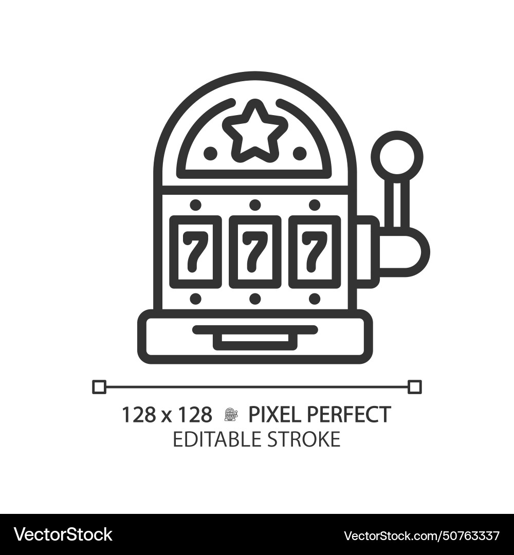 Casino slot machine pixel perfect linear icon Vector Image
