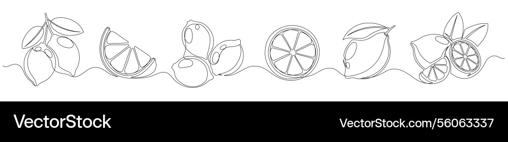 Lemon continuous one line drawing set Royalty Free Vector