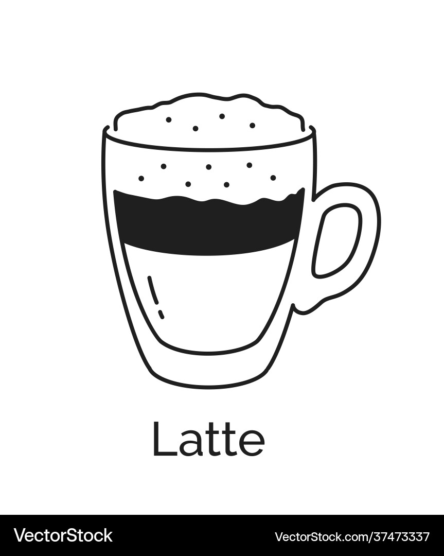 Line art latte coffee Royalty Free Vector Image