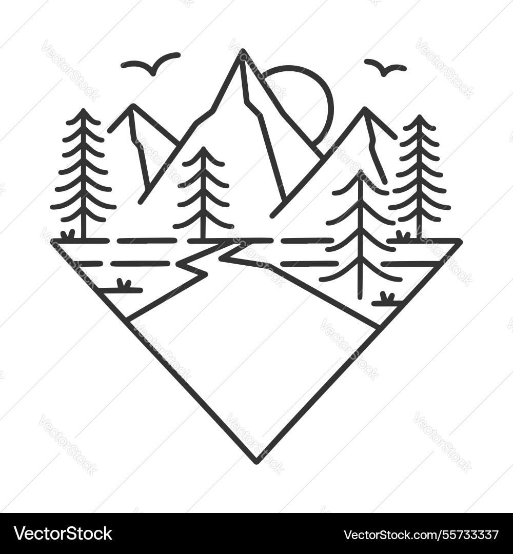 Mountain scene clip art Royalty Free Vector Image