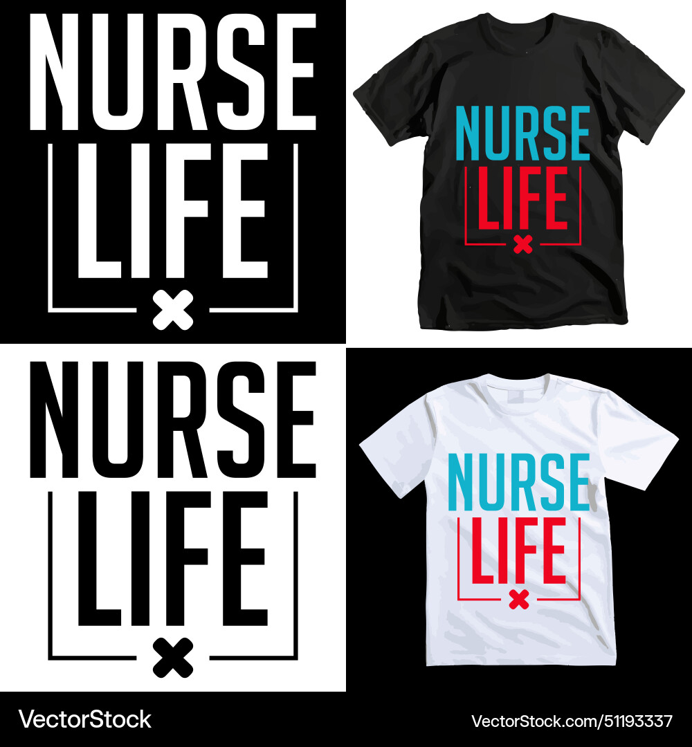 Nurse-life-typography-t-shirt-design-04 Royalty Free Vector
