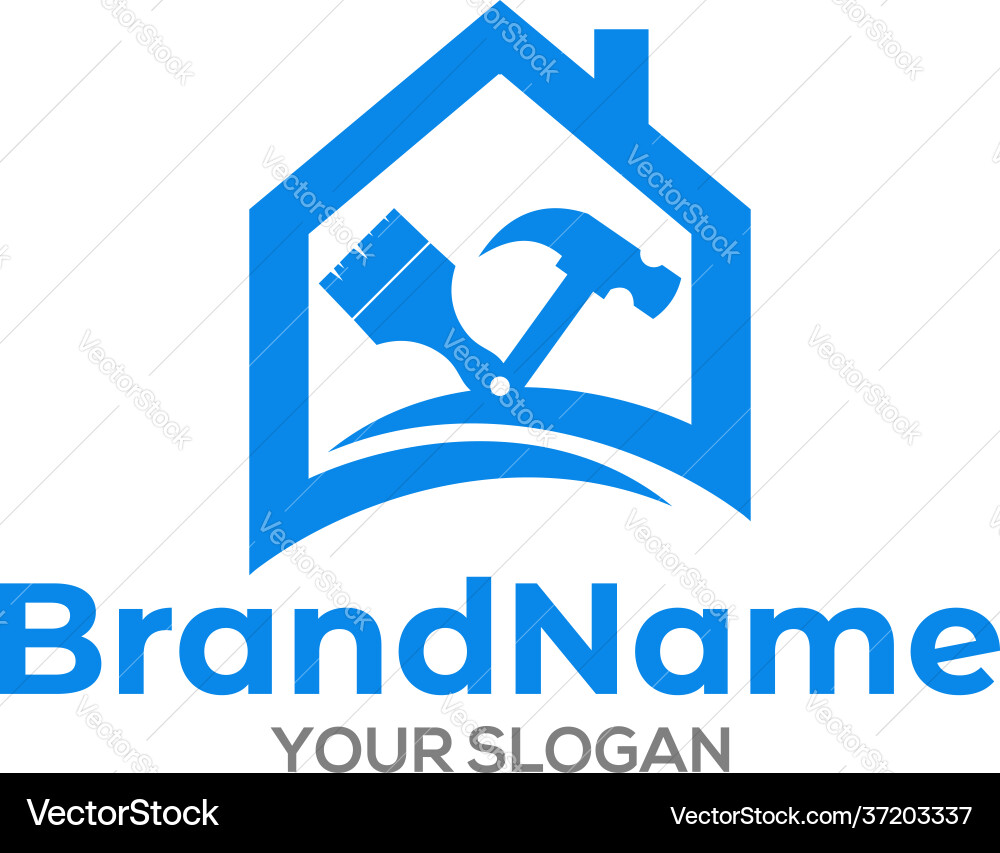 Painting and remodeling house logo design Vector Image