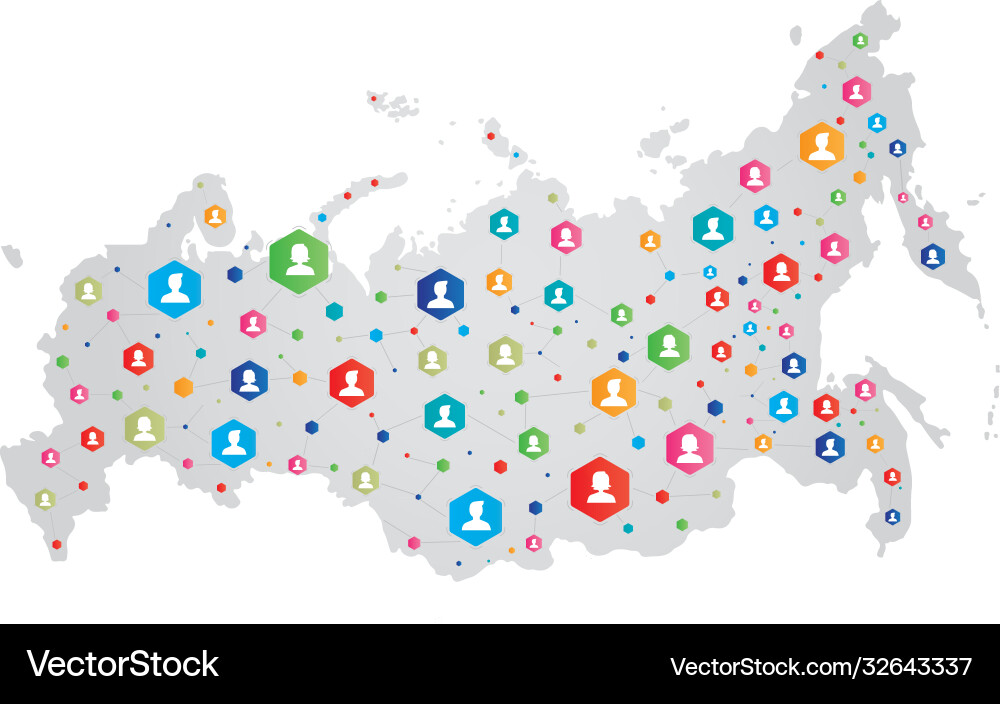 Russia map connecting people concept Royalty Free Vector
