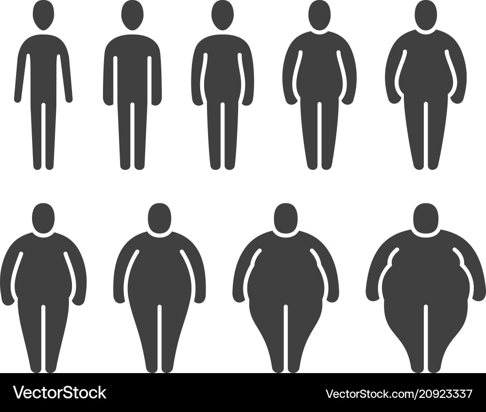 Thin normal fat overweight body stick figures Vector Image