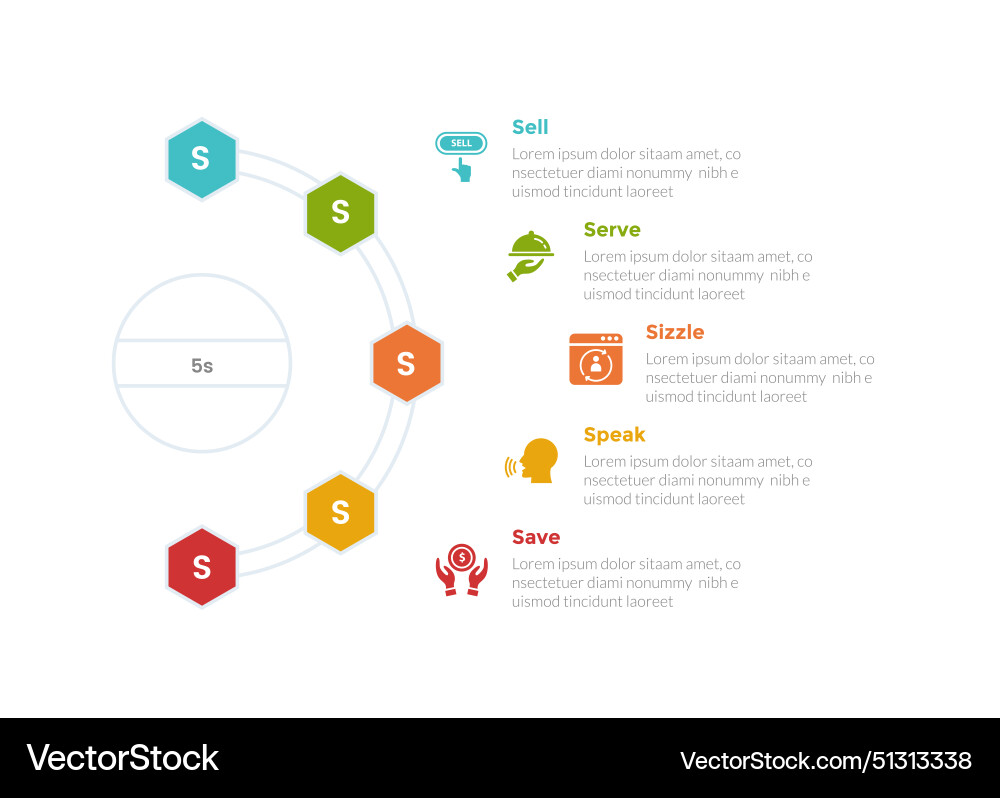 5s model marketing infographics template diagram Vector Image