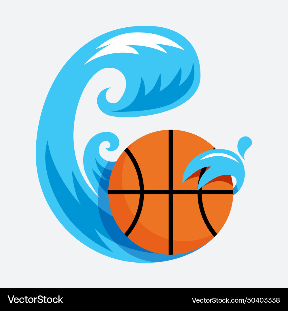 Basketball fly water wave ball icon Royalty Free Vector