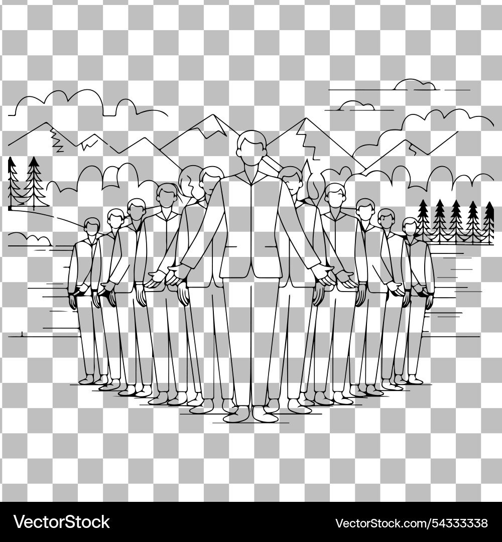 Bold leadership icon with team silhouettes Vector Image