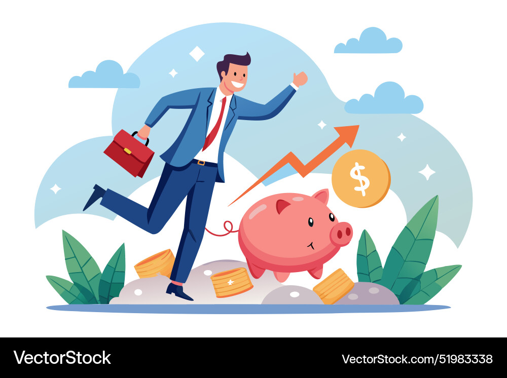 Businessman achieving financial growth Royalty Free Vector
