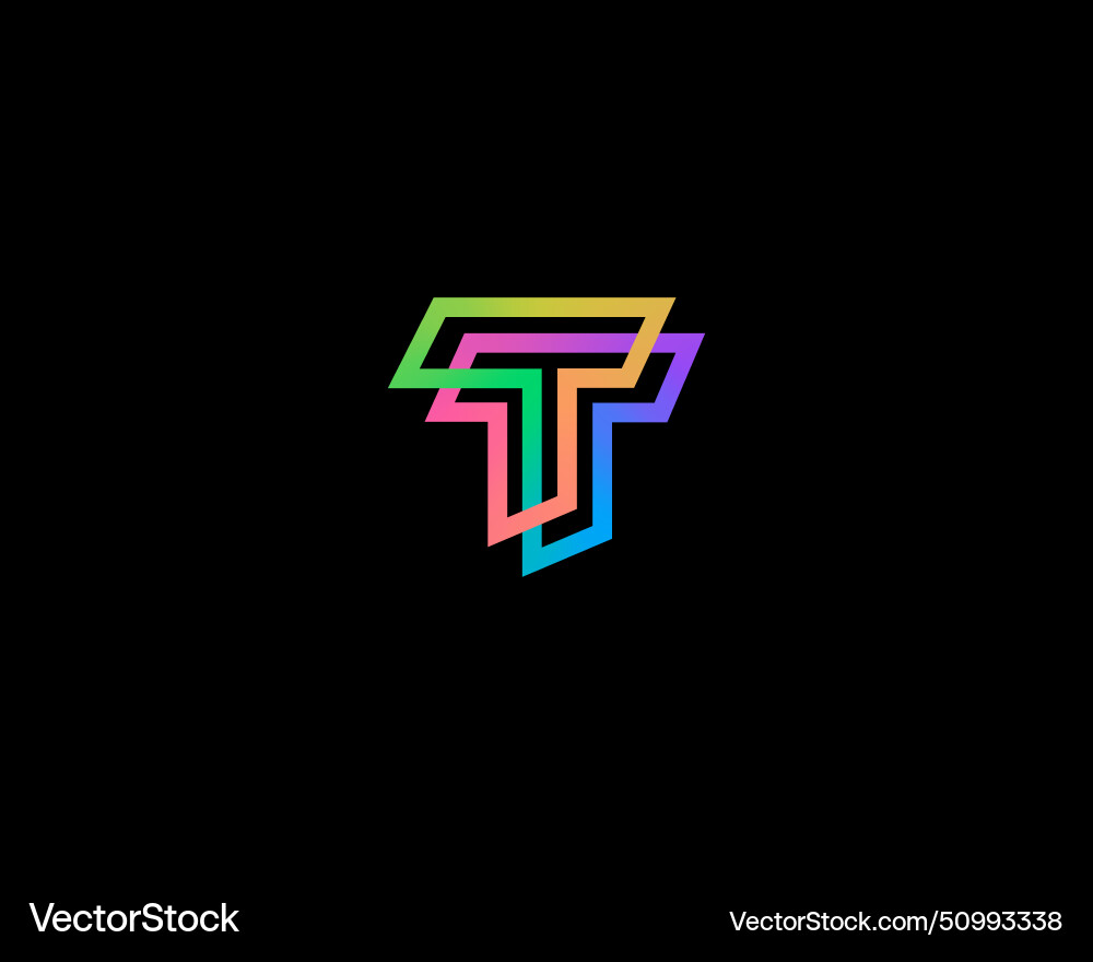 Double t gradient logo design elegant Royalty Free Vector