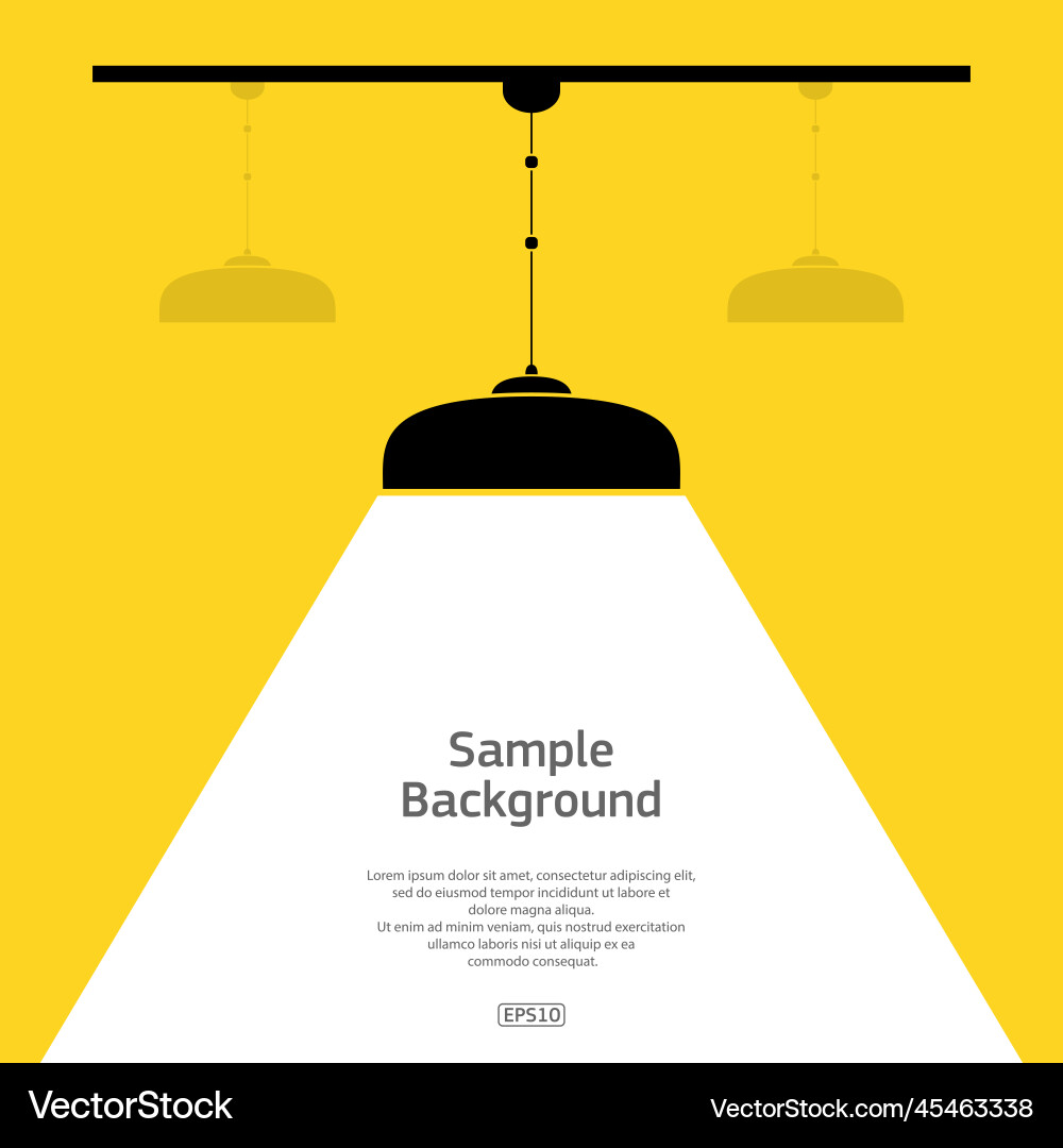 Flat black pendant light with sample text Vector Image