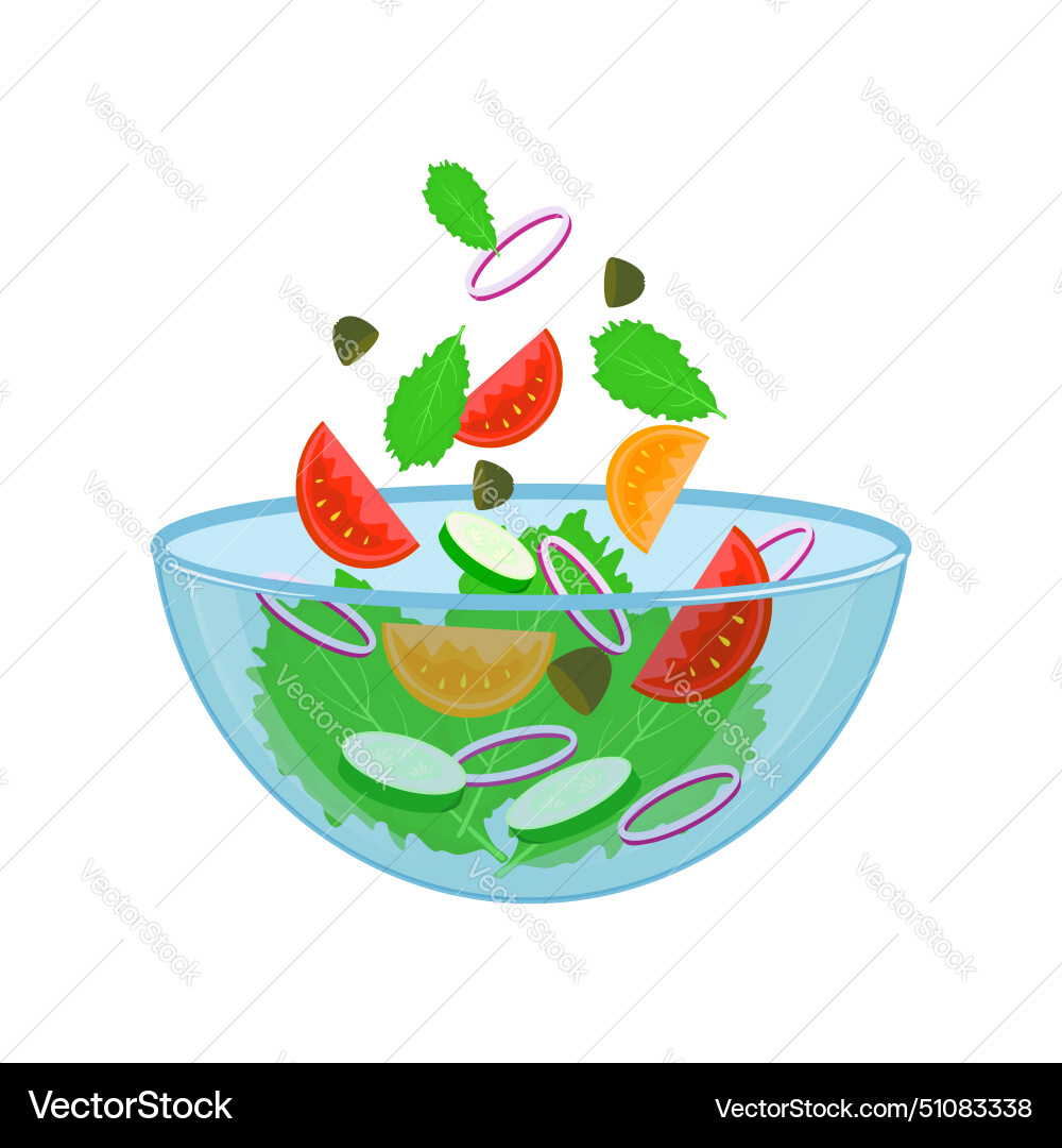 Green salad with tomato and fresh vegetables Vector Image