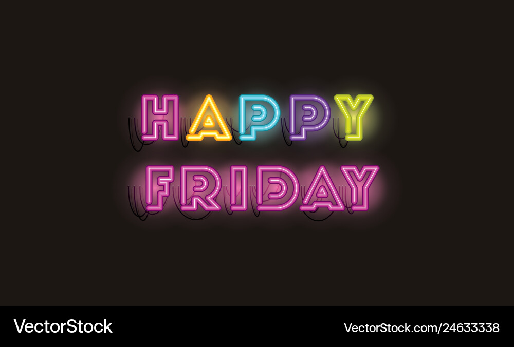Happy friday Schriften Neon Lichter Lizenzfreier Vektor