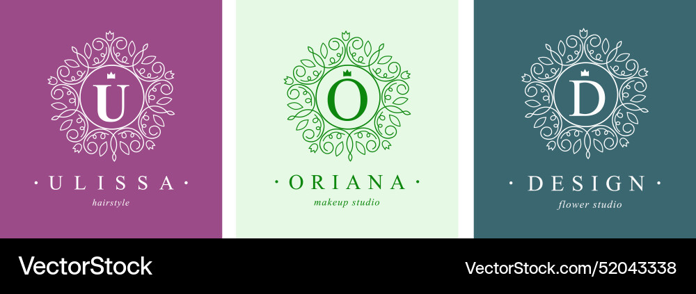 Monogram of letters with organic plant elements Vector Image