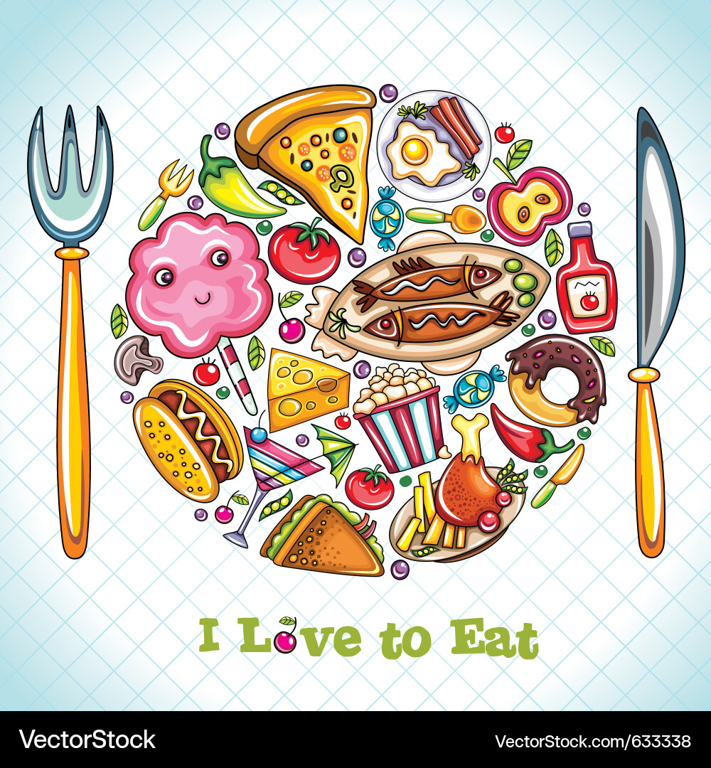 Plate with food Royalty Free Vector Image - VectorStock