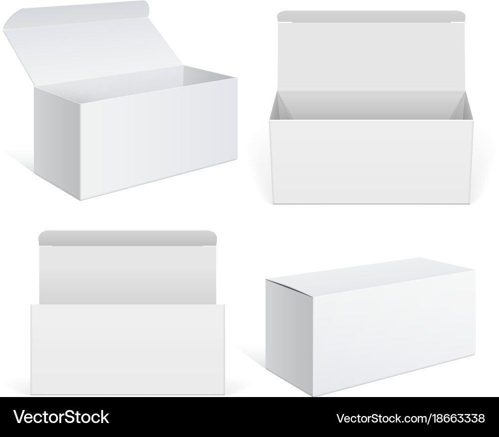 Realistic white package cardboard box set Vector Image