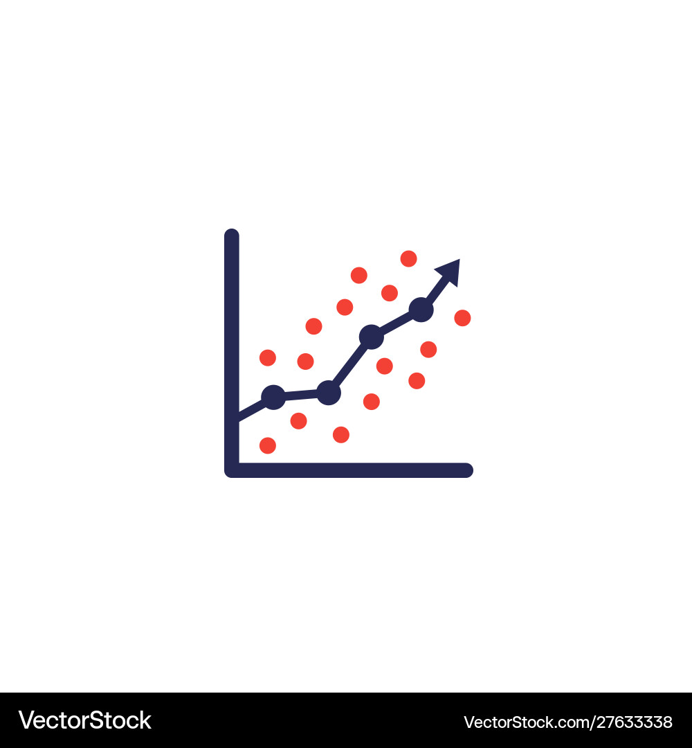 Regression analysis icon with graph Royalty Free Vector