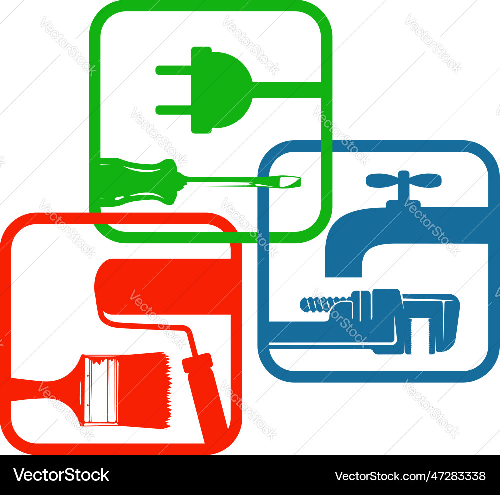 Repair and construction symbol with tool Vector Image