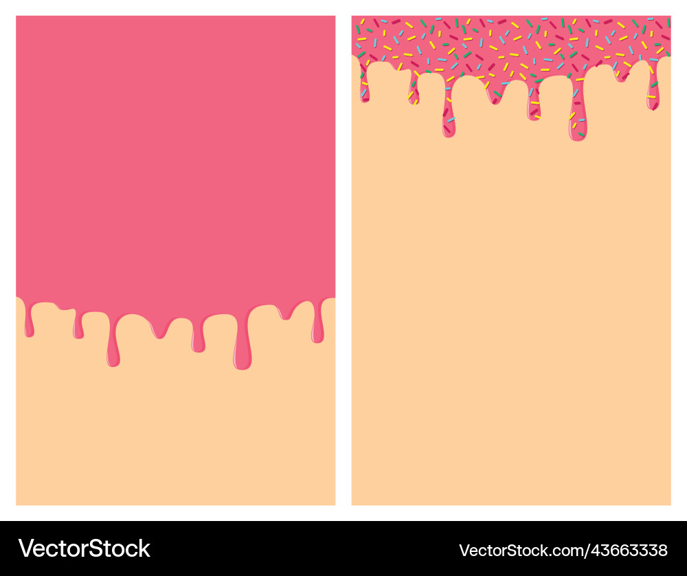 Set of dripping pink donut glaze backgrounds Vector Image