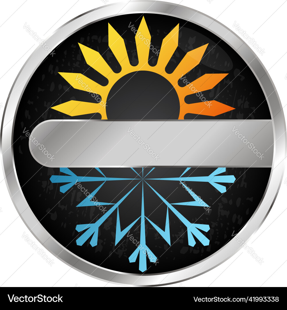 Sun and snowflake in a circle symbol Royalty Free Vector
