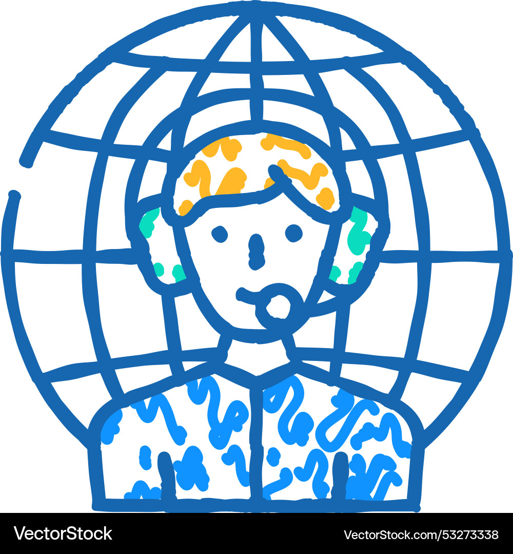Worldwide support icon doodle Royalty Free Vector Image