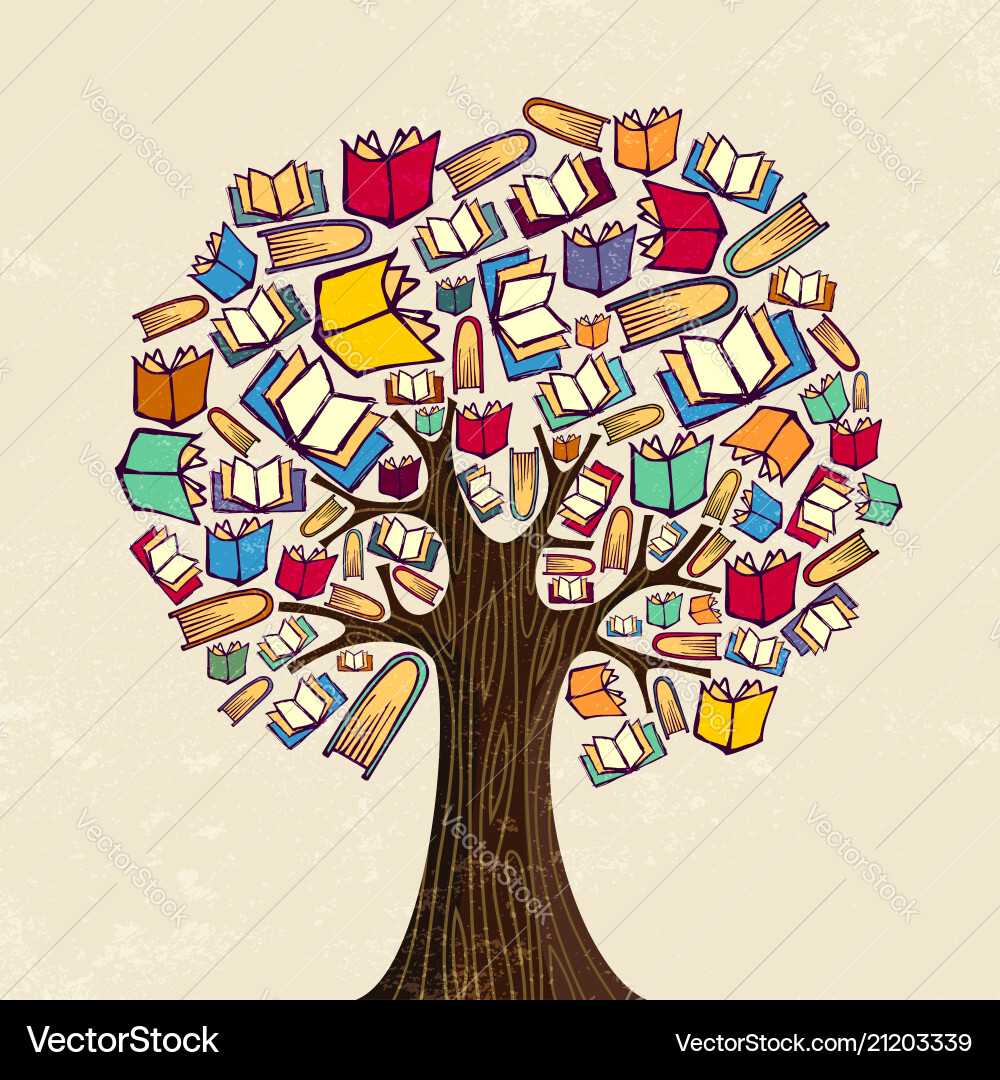 Book tree for education concept Royalty Free Vector Image
