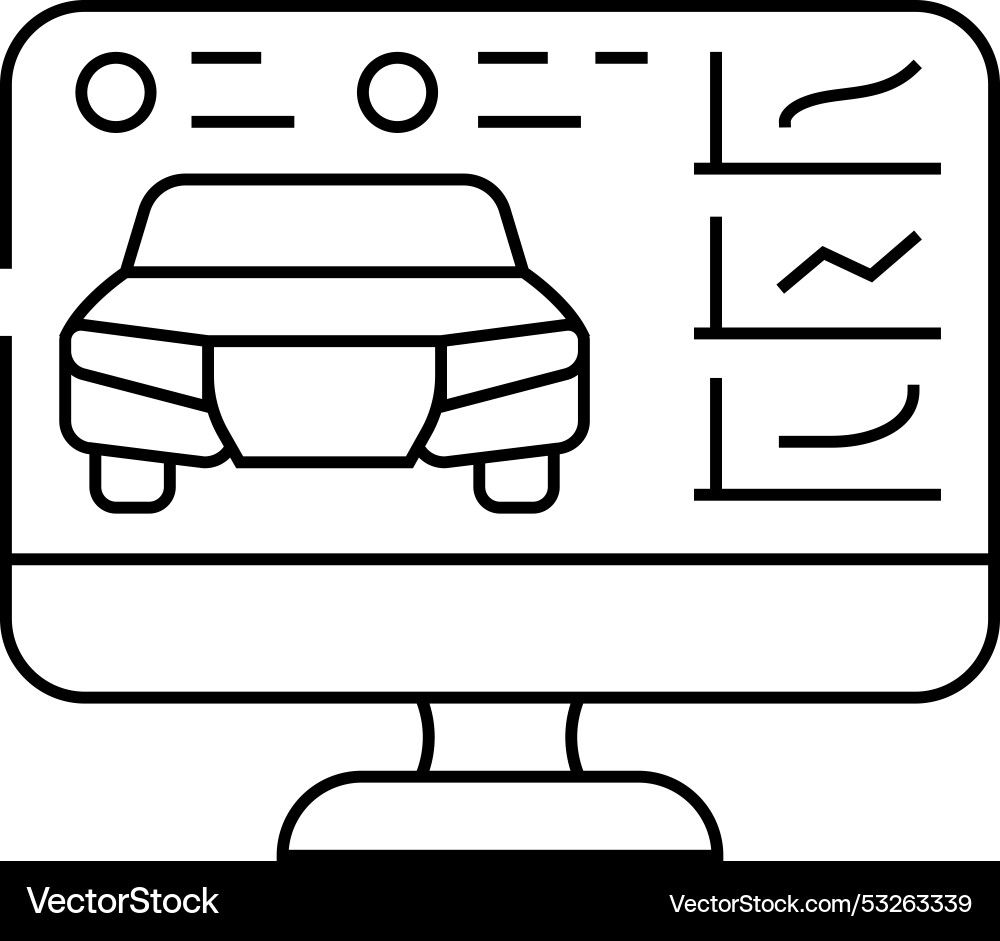 Diagnostic computer car mechanic line icon Vector Image