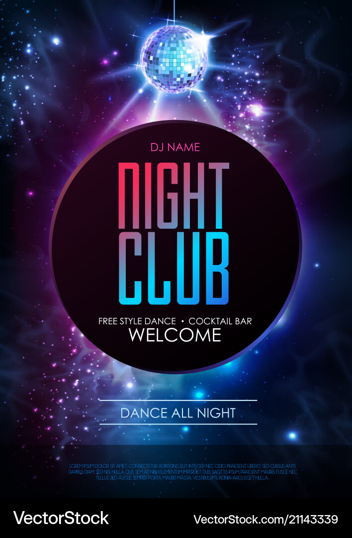 Disco ball background party poster Royalty Free Vector Image