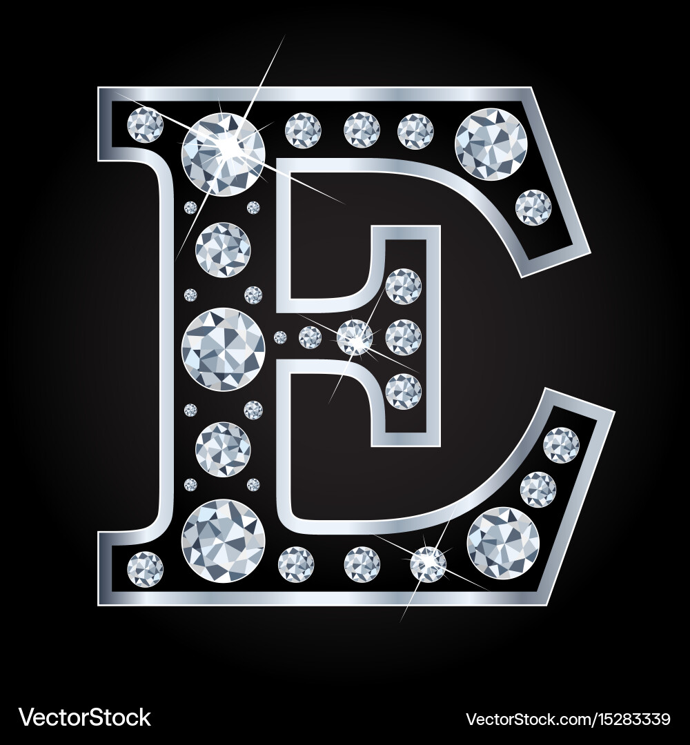 E letter made with diamonds isolated Royalty Free Vector