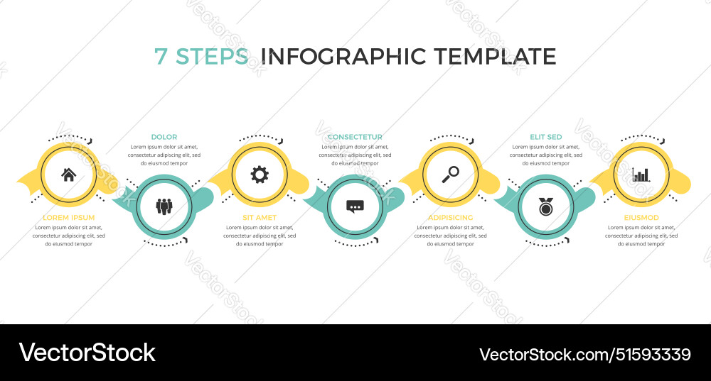Infographic template - 7 parts Royalty Free Vector Image