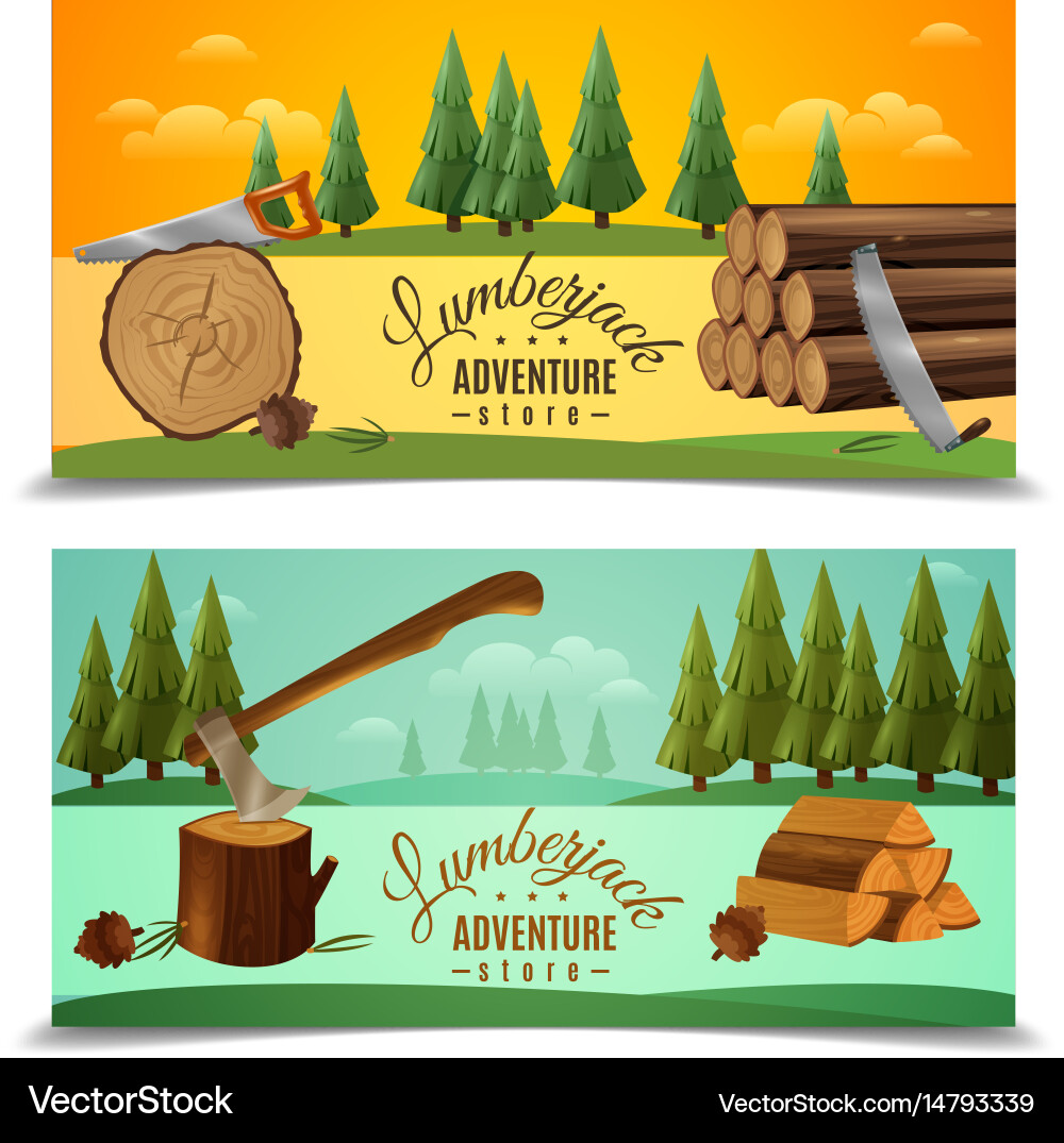 Lumberjack Banner Set Royalty Free Vector Image