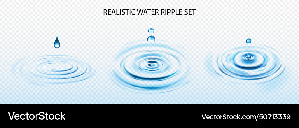 Water ripple transparent set Royalty Free Vector Image