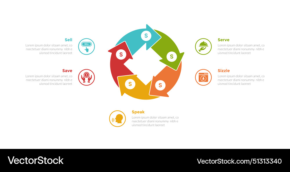 5s model marketing infographics template diagram Vector Image