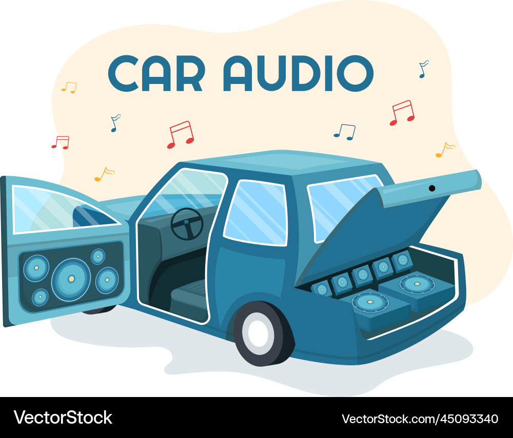 Car audio with loud speakers sound system Vector Image