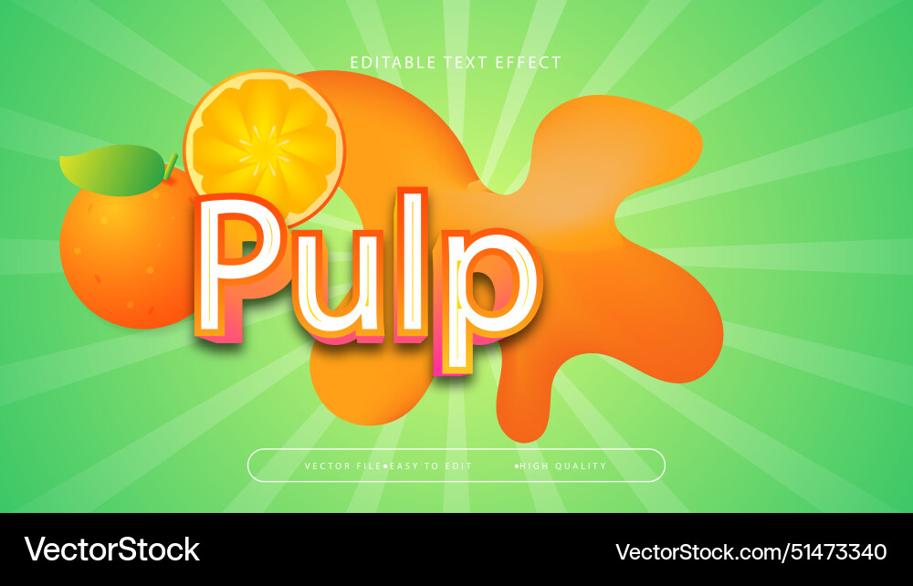 Green orange and yellow pulp 3d editable text Vector Image