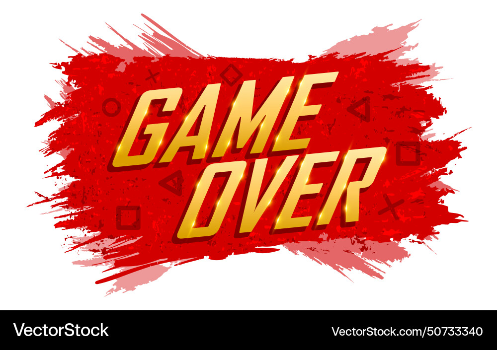 Grunge style game over text banner design Vector Image