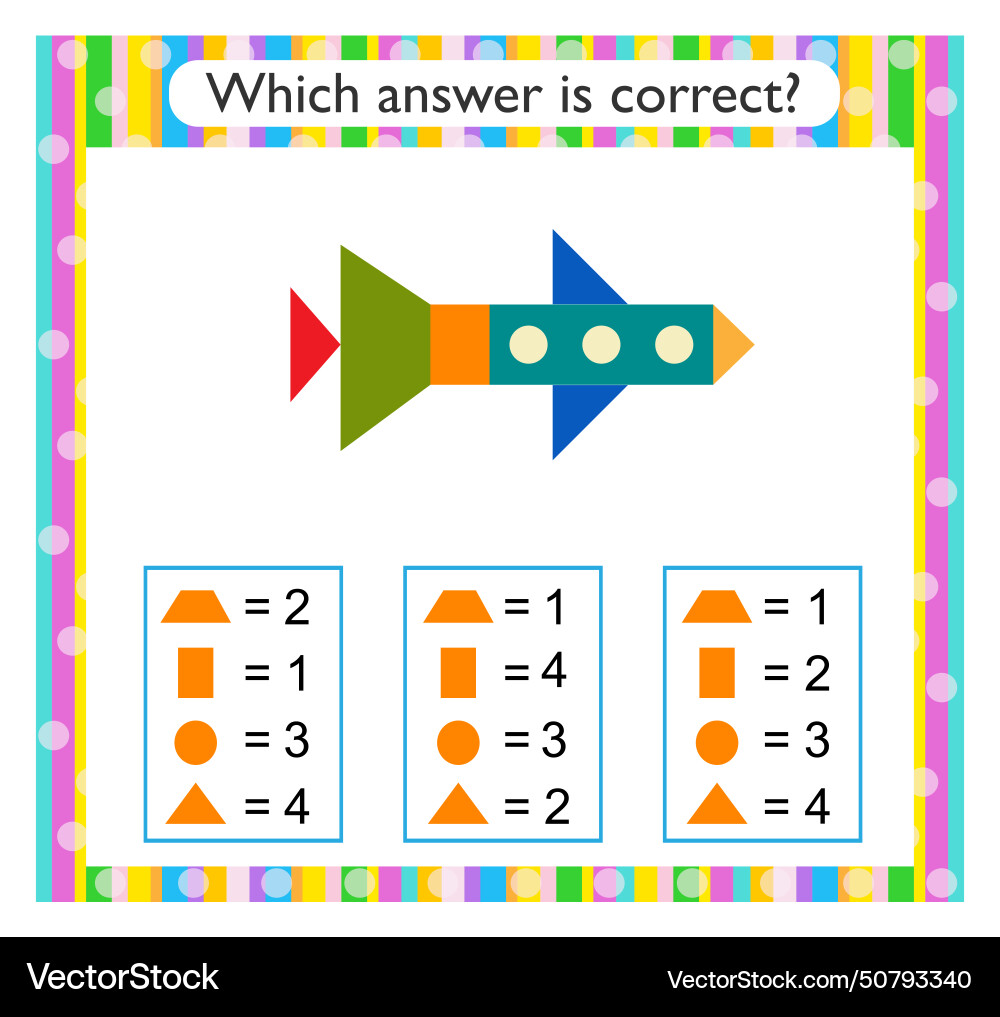 Math activity for kids find the correct answer Vector Image
