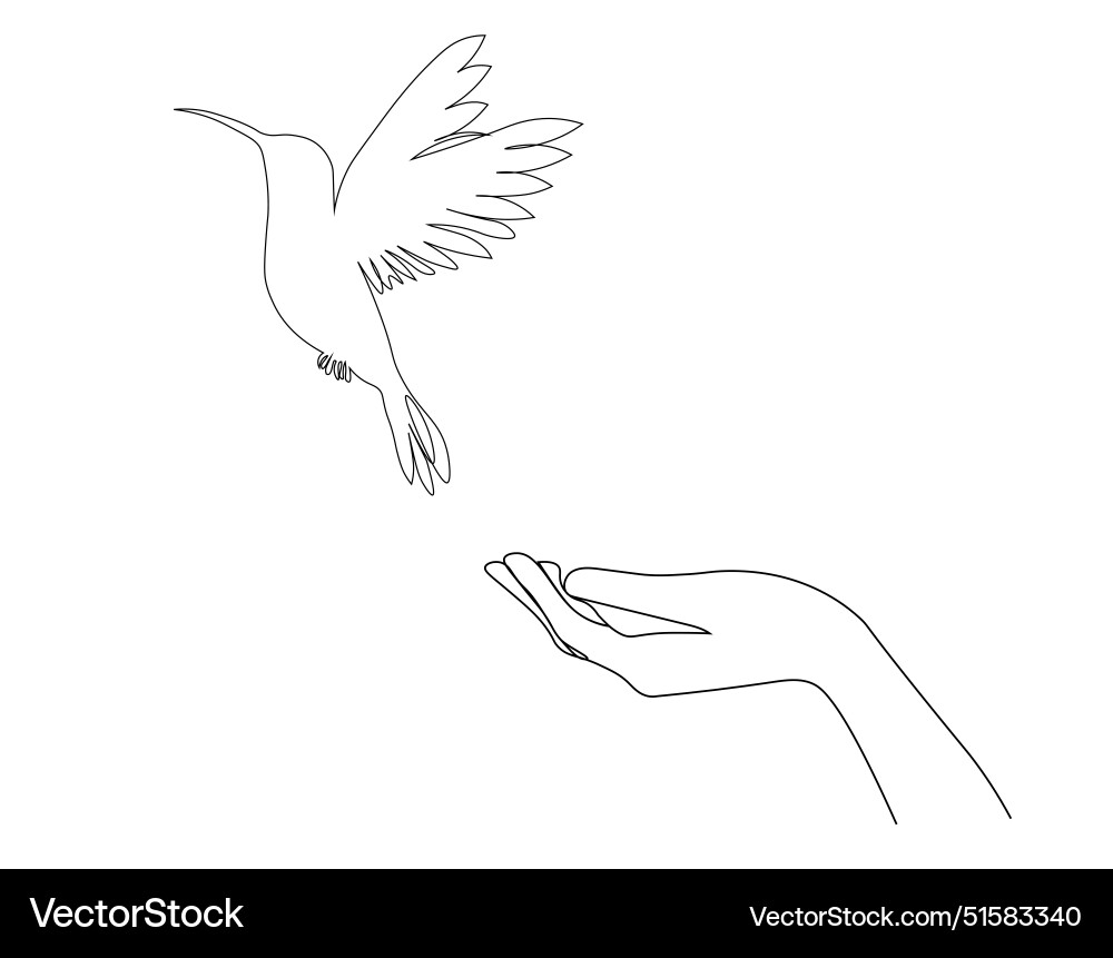 One continuous line drawing of flying dove with Vector Image