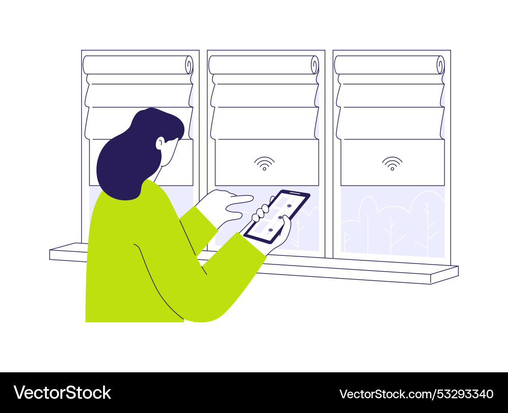 Smart window coverings abstract concept Royalty Free Vector