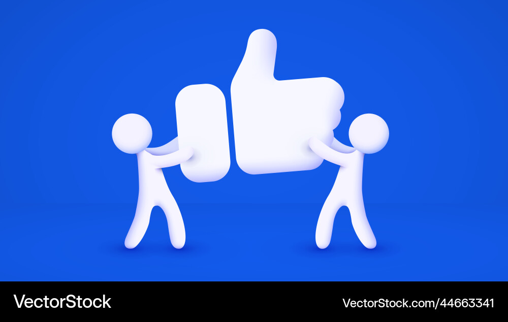 3d weißer Cartoon Mann mit großem Symbol Vektorbild