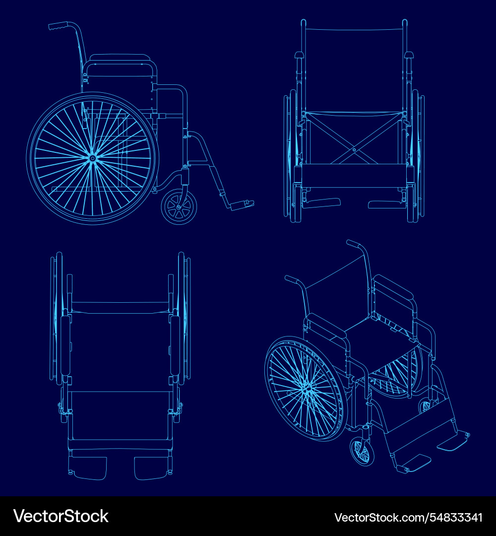 Blue drawing of a wheelchair with frame – Royalty-Free Vector | VectorStock