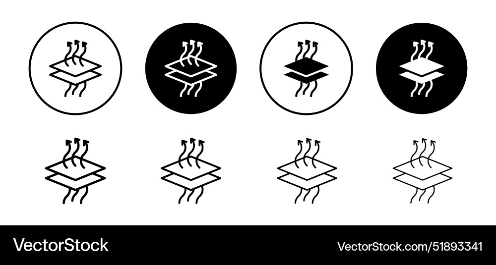 Breathable fabric icon set collection Royalty Free Vector