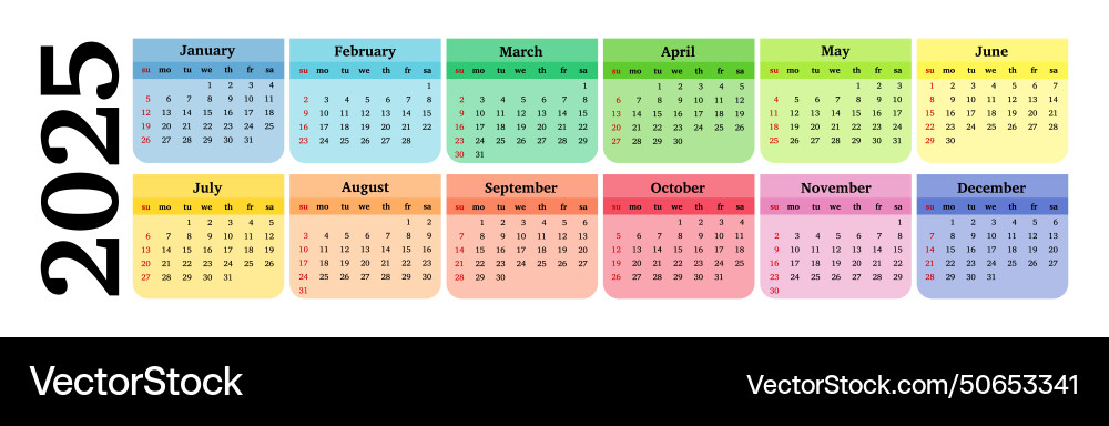 Calendar for 2025 isolated on a white background Vector Image